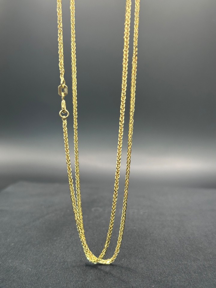 14K Yellow Gold Spiga Wheat Chain Necklace 22"2mm 1.91g 585 Stamped ...