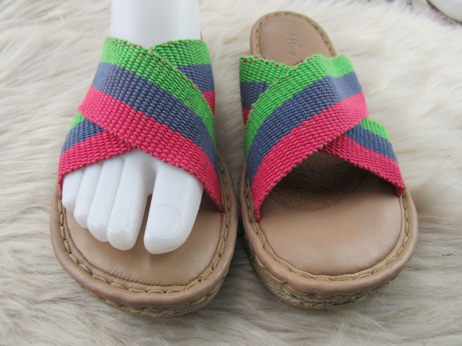 Women's Born Drilles Multi Colored Fabric Slide Sandals Size 7 / 38 ...