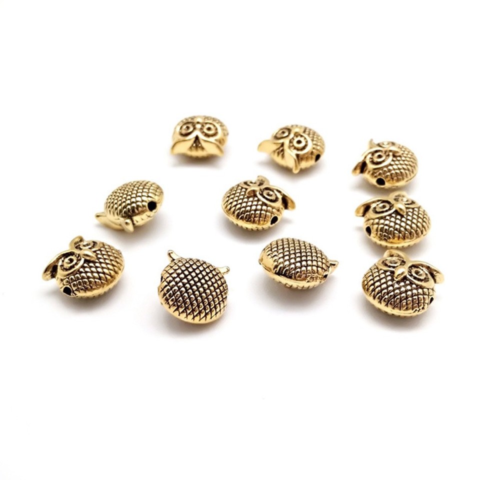 20 Pcs Owl and Skull Spacer Beads Pendant Ornaments Alloy Ball Charm ...