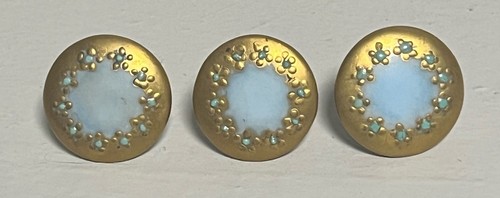 Antique porcelain powder blue gold tone hand painted set of three ...