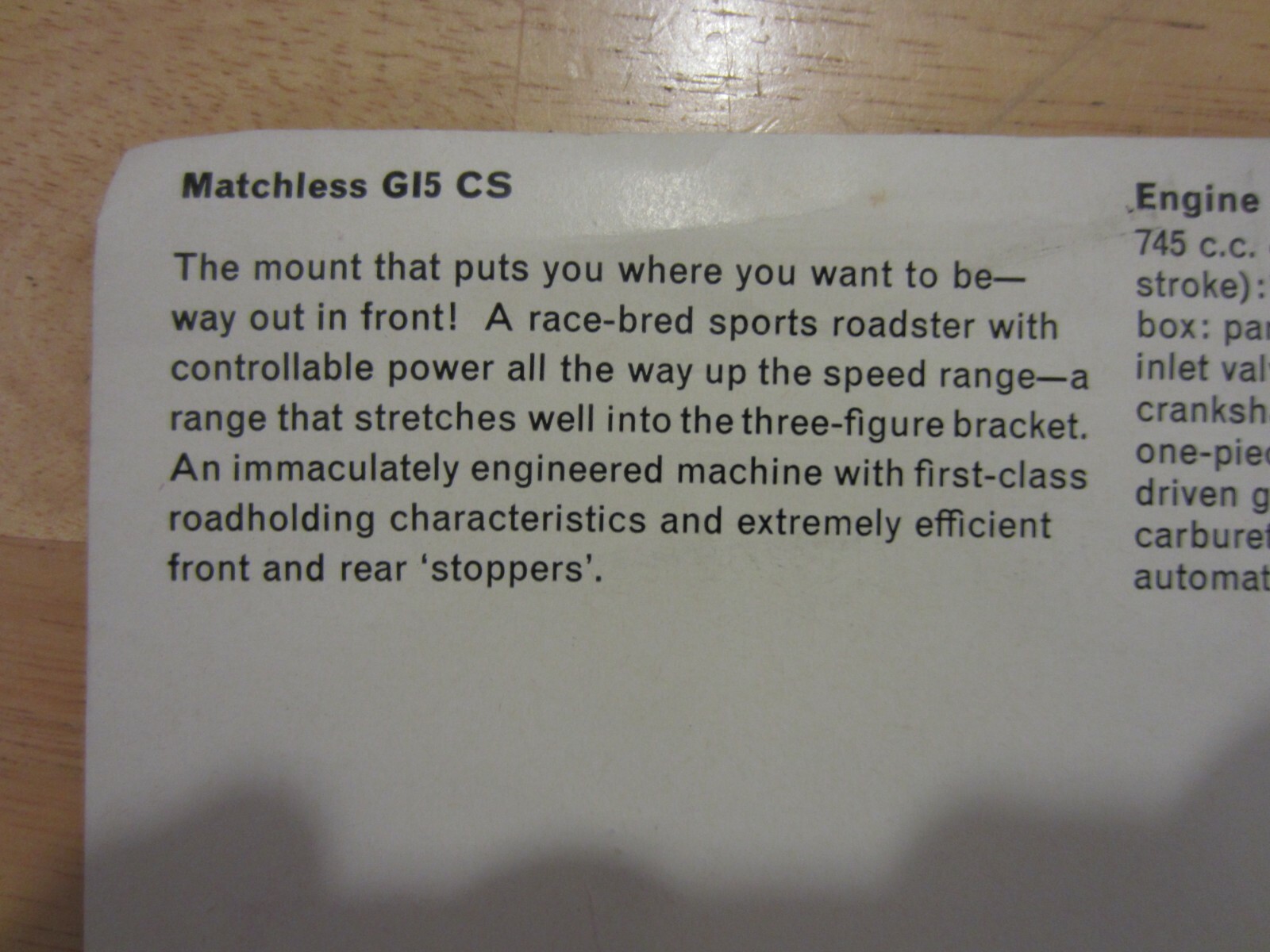 MATCHLESS 750 G15CS Factory SALES BROCHURE PINUP Ad 1968 | eBay