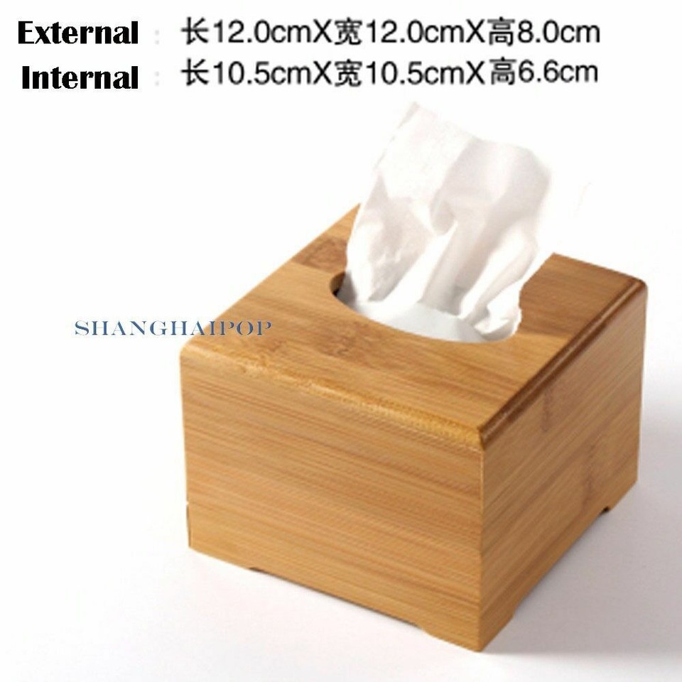 Bamboo Wood Tissue Paper Box Cover Case Holder Storage Home Office ...