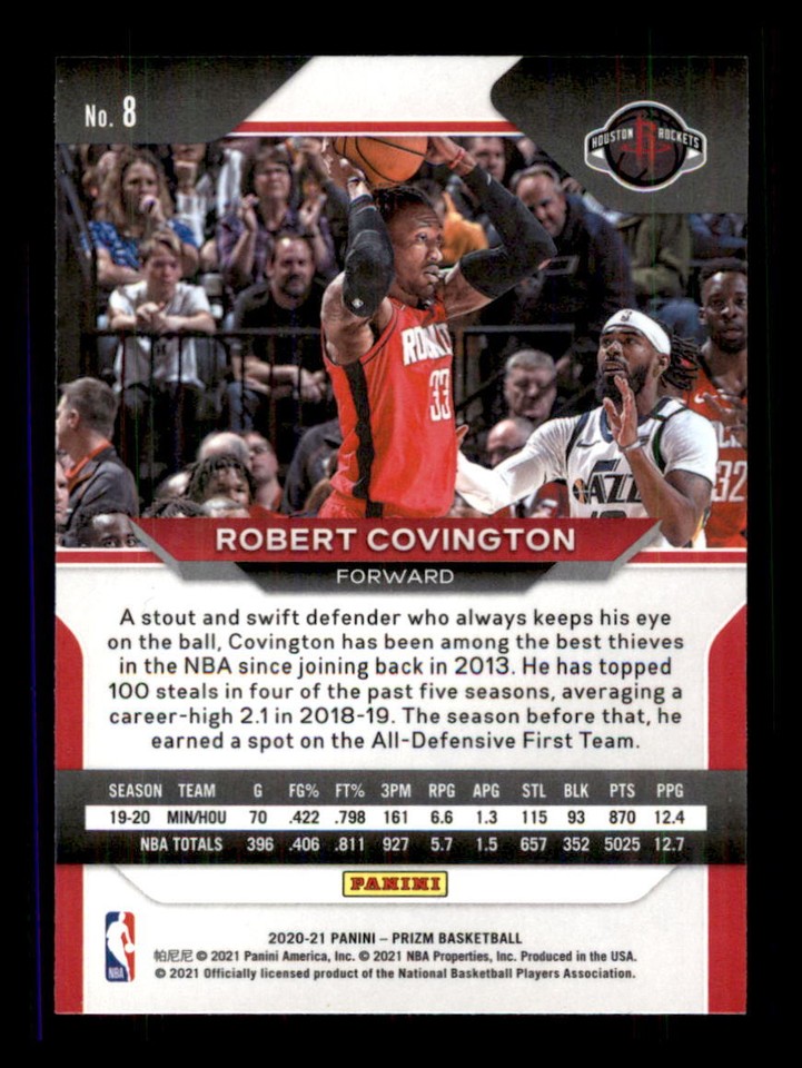 2020 Basketball 2020-21 Panini Prizm Robert Covington Houston Rockets ...