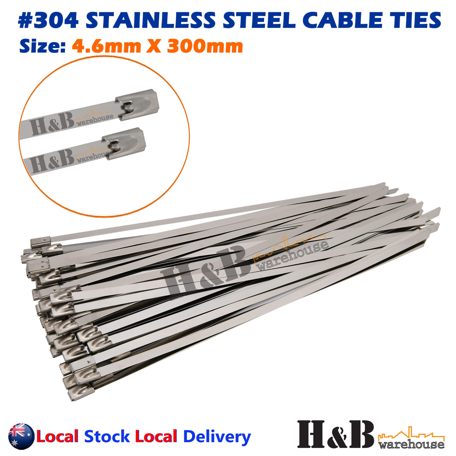 Marine Grade 304 Stainless Steel Cable Ties W: 4.6mm 7.9mm L: 200mm to ...