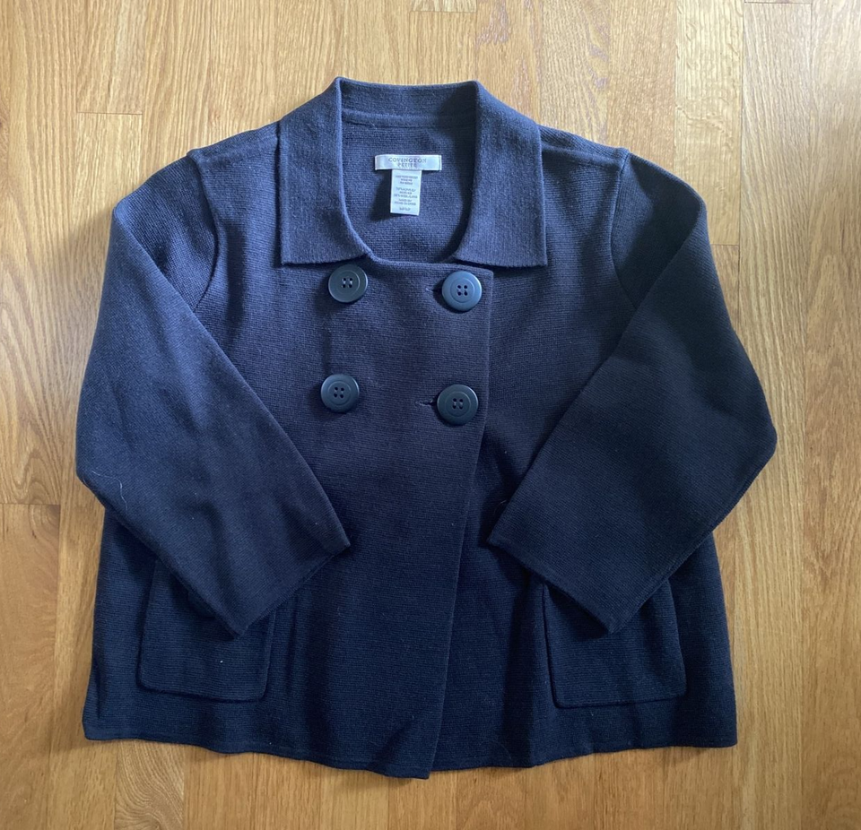 Covington Size PM Black Cardigan Sweater Jacket Double Breasted Wool ...