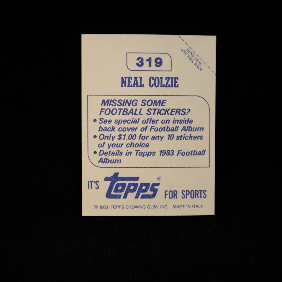 1983 Neal Colzie Tampa Bay Buccaneers Topps Sticker #319 | eBay