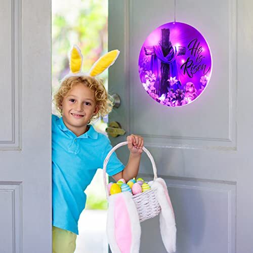 11 Inch Easter Window Lights Hanging He Is Risen Lights Christian Jesus ...