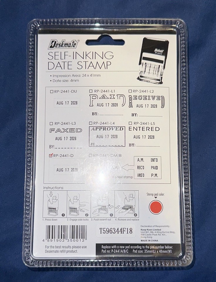 Deskmate Self-Inking Date Stamp RP-2441-D | eBay