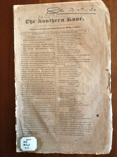RARE 1838 The Southern Rose, Charleston South Carolina, SC Periodical ...