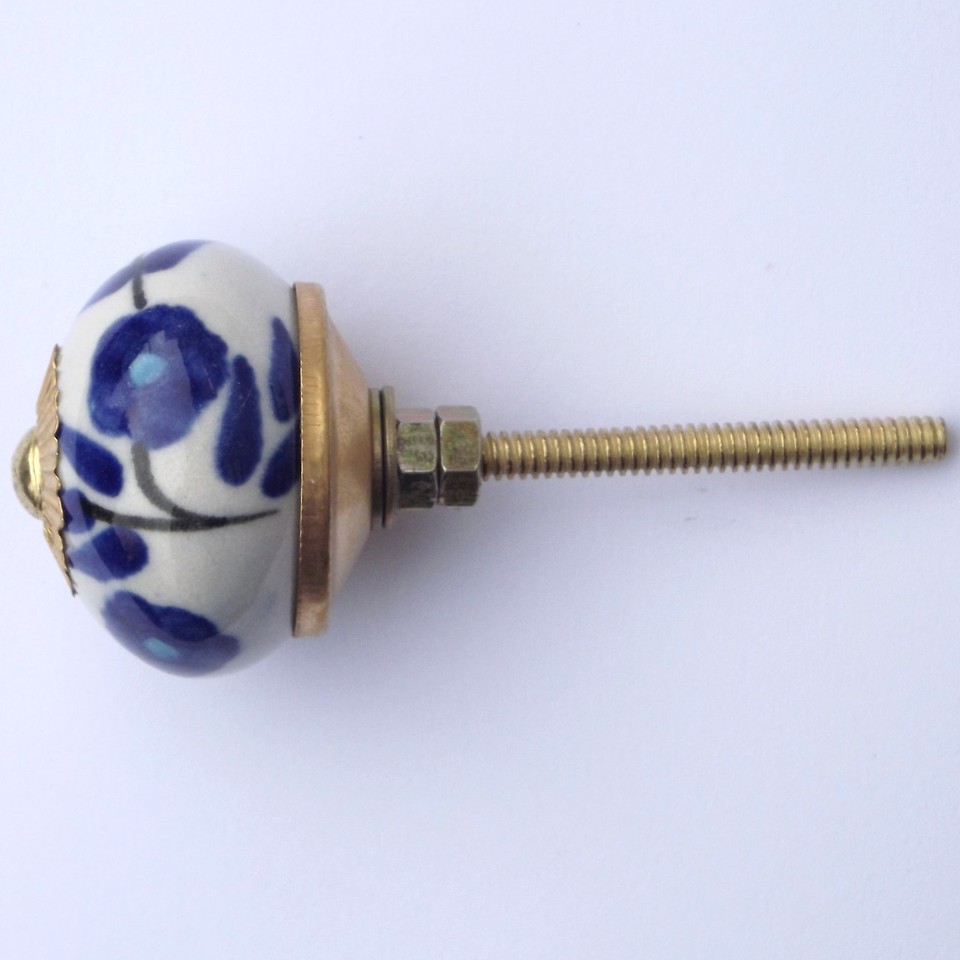 Blue White Ceramic Porcelain Door Knob Handle Drawer cupboard pull ...
