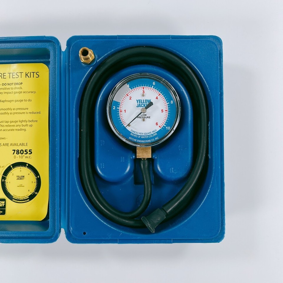 Yellow Jacket 70855 Gas Pressure Test Kit 0-10 WC Manometer Case Hose ...