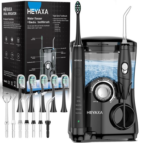 Water Flosser & Ultrasonic Electric Toothbrush Combo, 600ML Water ...