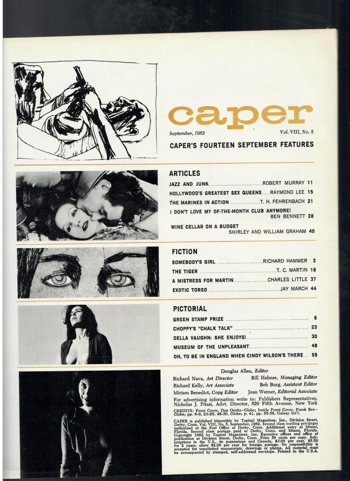 CAPER Men's Magazine Sept. 1962 Lisa Crane, Della Vaughn, Others, "Fine ...