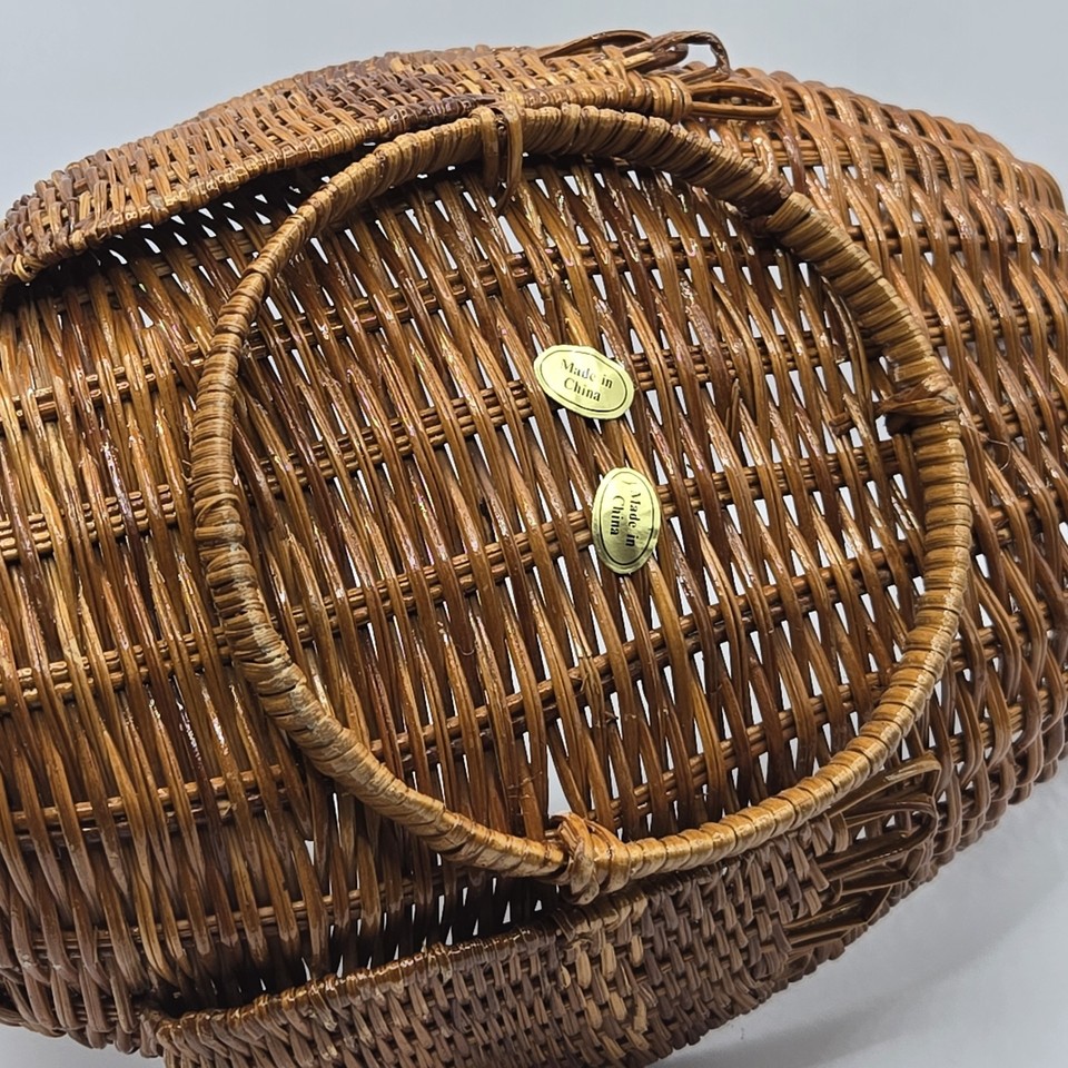 Vintage - Wicker Woven Rattan Turkey Basket - Table Decor Centerpiece ...