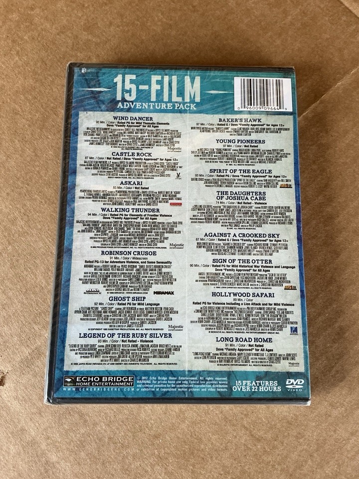 15-Film Adventure Pack 3-disc DVD Action Children Family Echo Bridge ...