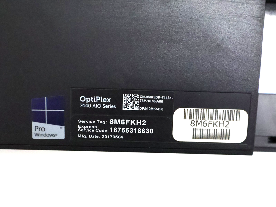 Dell OptiPlex 7440 All-in-One PC i5-6500 3.20Ghz 8GB RAM 256GB SSD w ...