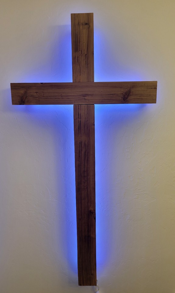Wood Cedar Cross LED Light-UP Backlit Church Wall Mount Handmade Large ...