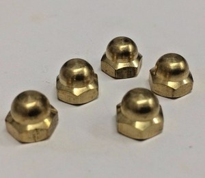 5 low profile BRASS ACORN NUTS 1/4"-20 harley hd chopper bobber cafe ...