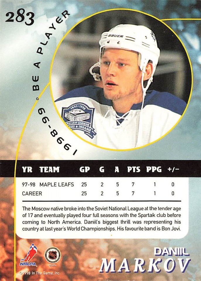 1998 Be a Player #283 Daniil Markov Toronto Maple Leafs | eBay