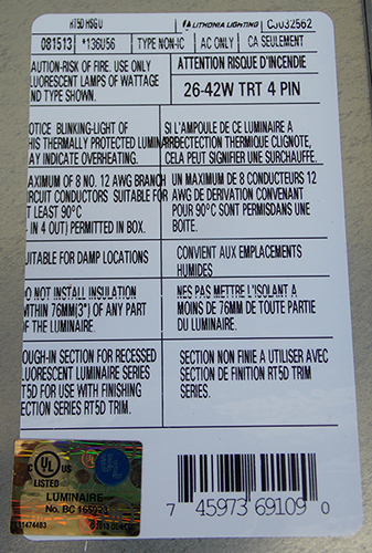 New Lithonia Lighting RT5D HSG U Housing Recessed Volumetric ...