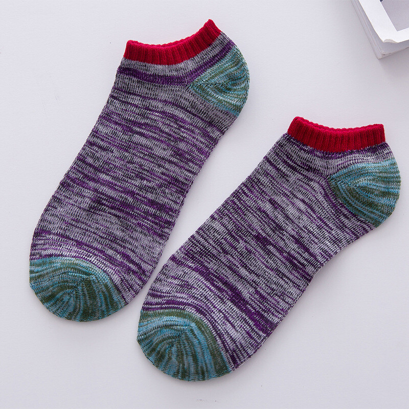5/10 Pairs Mens Cotton Blend Colorful Thick Line Socks Low Cut Crew ...