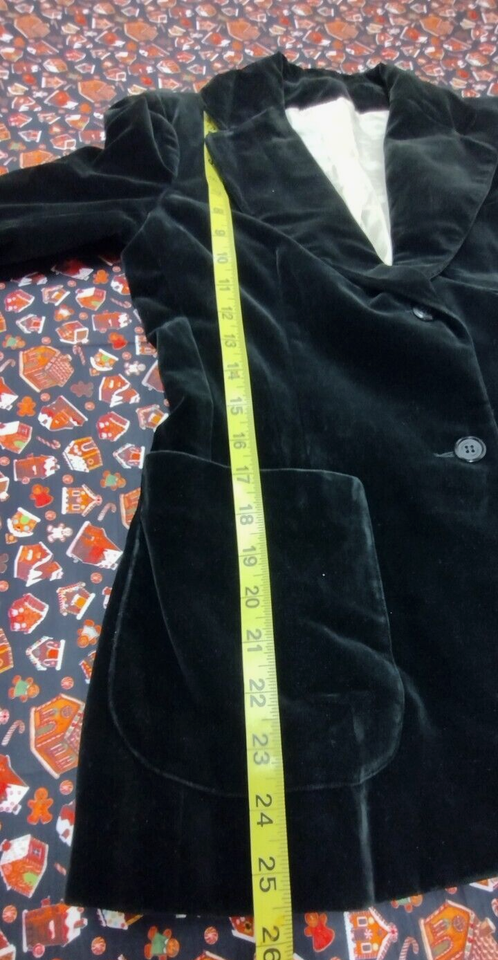 Vintage Black Velvet Jacket GOTH Size S/M BIG POCKETS & LAPELS Disco ...