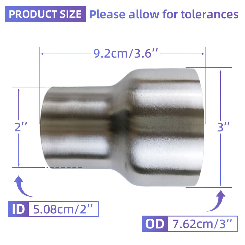 2” ID to 3” OD Universal Exhaust Pipe to Component Adapter Reducer 3.6 ...