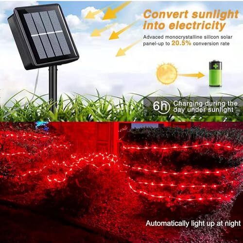 Red Solar String Lights 2 Pack Each 33ft 100 Led Rope Lights Outdoor ...