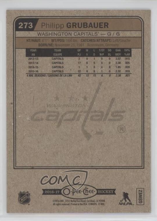 2016-17 O-Pee-Chee Philipp Grubauer #273 | eBay