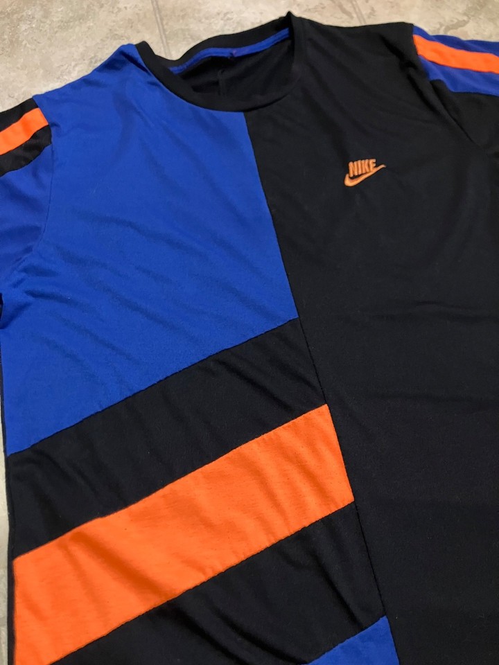 VNTG 1992 Nike Color Block Black Orange Blue T Shirt XL Knicks Mets ...