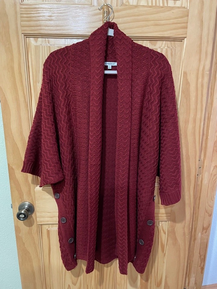 NEW NorthStyle Women “Long Textured Cardigan" Size L Color Garnet New ...