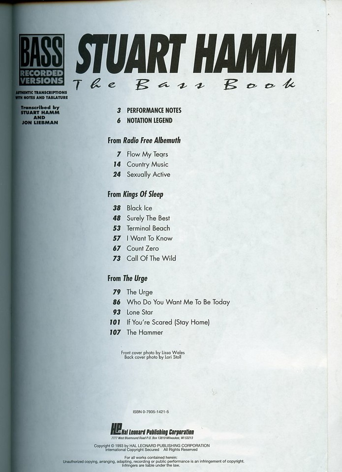Songbook: Stuart Hamm - The Bass Guitar Book - Hal Leonard - Nice Condition | eBay