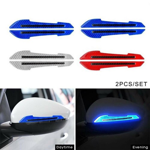 2X Reflective Stickers Carbon Fiber Car Side Mirror Warning Molding ...