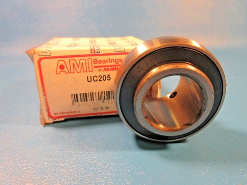 Ami, Asahi UC205 Ball Bearing Insert, Setscrew Locking, Double Sealed ...