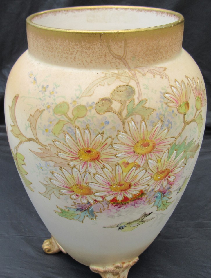 Antique Large, Footed, Carlton Vase, Beautiful Rainbow Colors, Signed ...