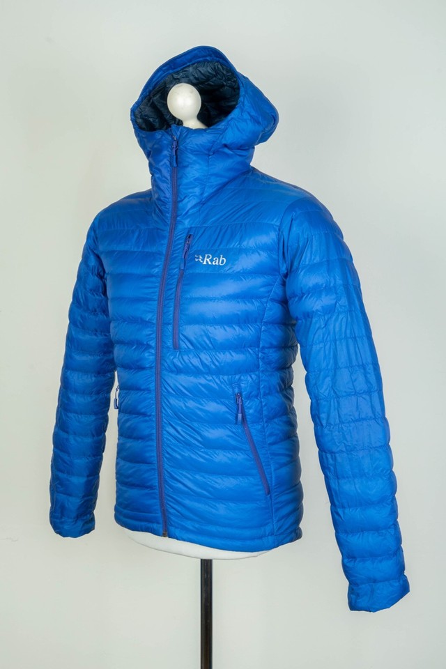 Rab Alpine Nikwax Hydrophobic Blue Hooded Down Quilted Jacket Size S | eBay