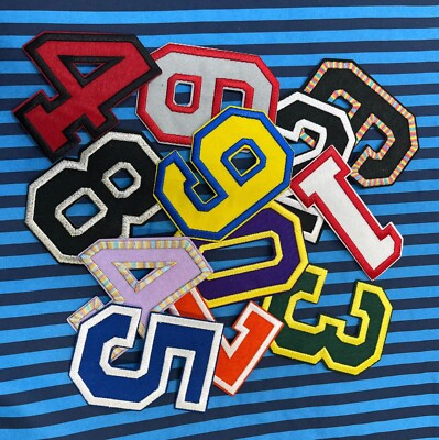 Varsity Numbers Patch College Letterman Jacket Embroidered Iron-on ...