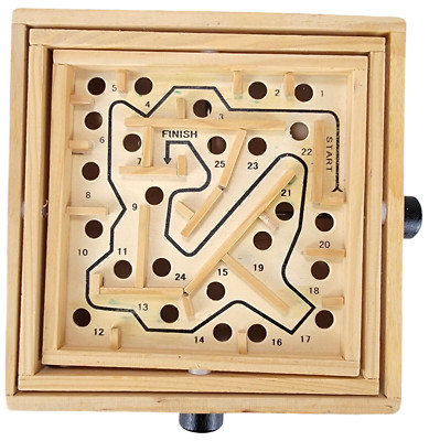 Wood Table Tilting Maze Game Puzzle Labyrinth Toy Dexterity Survivor ...