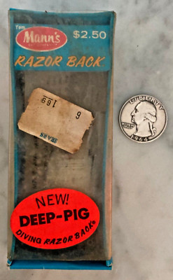 Vintage TOM Mann's DEEP PIG RAZOR BACK w/Orig Box/Insert. NOS CRANKBAIT ...