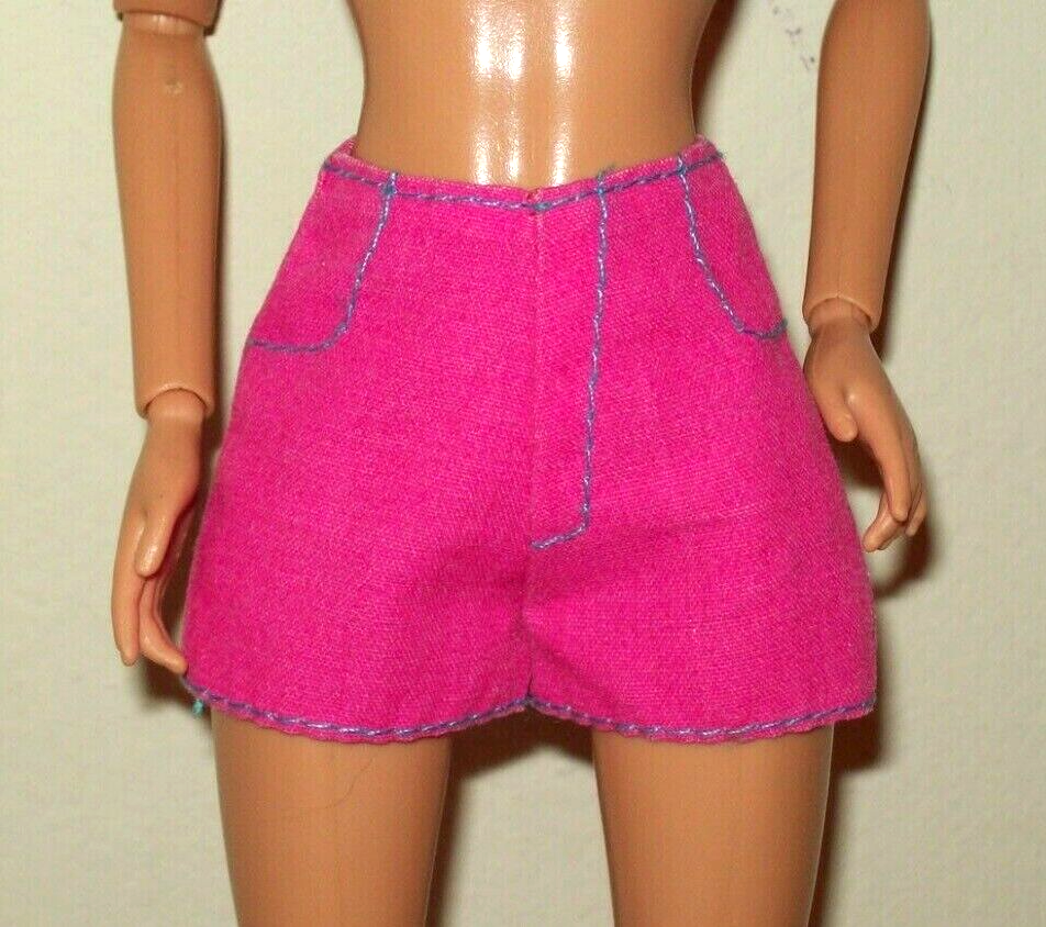 Barbie Doll Shorts Bottoms Pink Blue Stitch Faux Pockets Vintage Mattel ...