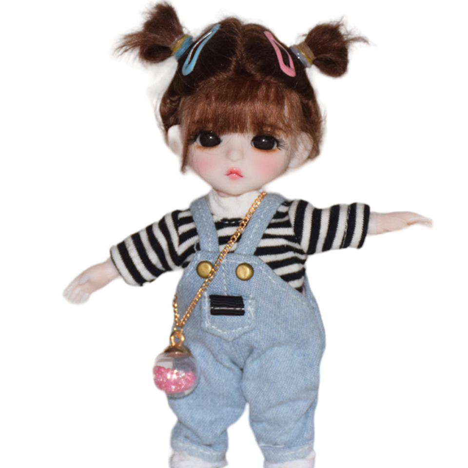 1/12 BJD Doll Joint Movable Mini Girl Doll Gift Full Clothes Shoes Wigs ...