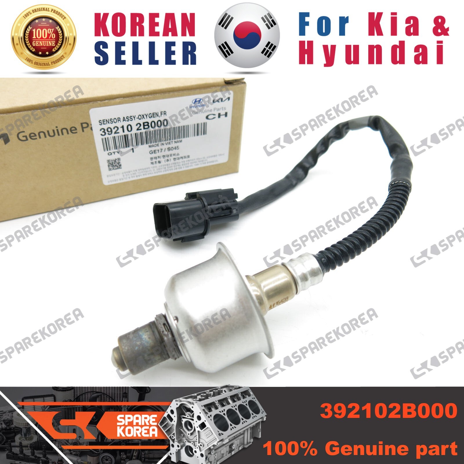 Genuine/OEM 392102B000 SENSOR ASSY-OXYGEN for Hyundai NEW Avante ...