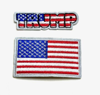 Trump and American Flag Republican President Iron or Sew on Embroidered ...