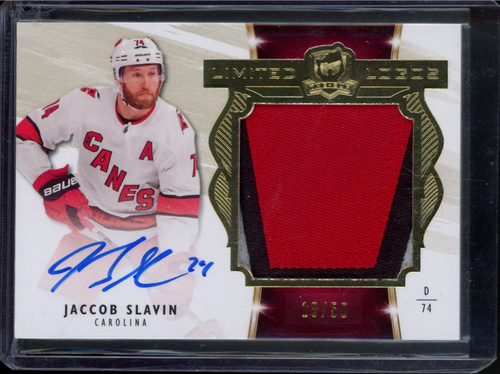 2019 UPPER DECK THE CUP #LL-JS JACCOB SLAVIN LIMITED LOGOS PATCH AUTO ...