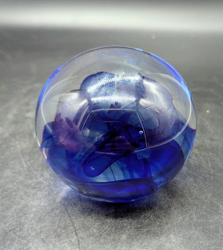 Vintage Robert Deeble Art Glass Blue Swirl Paperweight Signed 3.5 ...