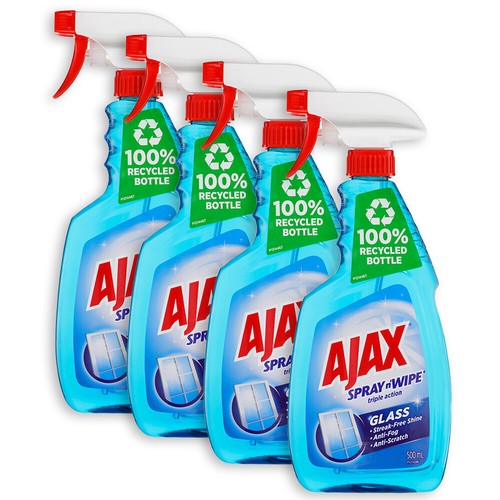 4x Ajax Spray nWipe 500ml Streak Free Glass Shine Cleaner for Window ...