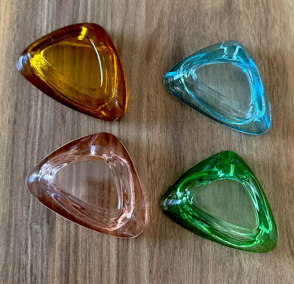Vintage Atomic Glass Ashtray Set Mid-Century Colorful Bohemian Glass ...