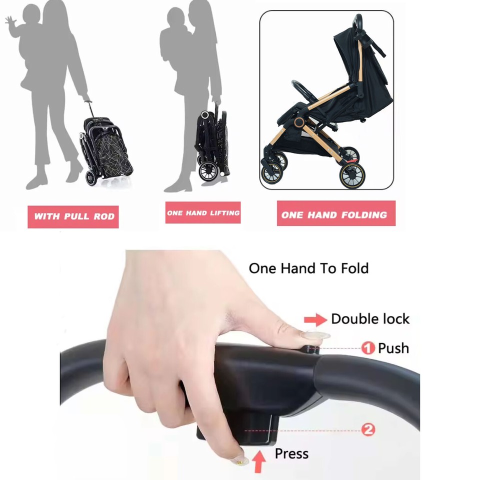 New 2025 Lightweight Compact Baby Stroller Pram Easy Fold Travel Carry ...