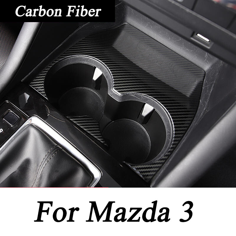 2Pcs Fit For Mazda 3 2019-2023 Carbon Fiber Central Console Water Cup ...