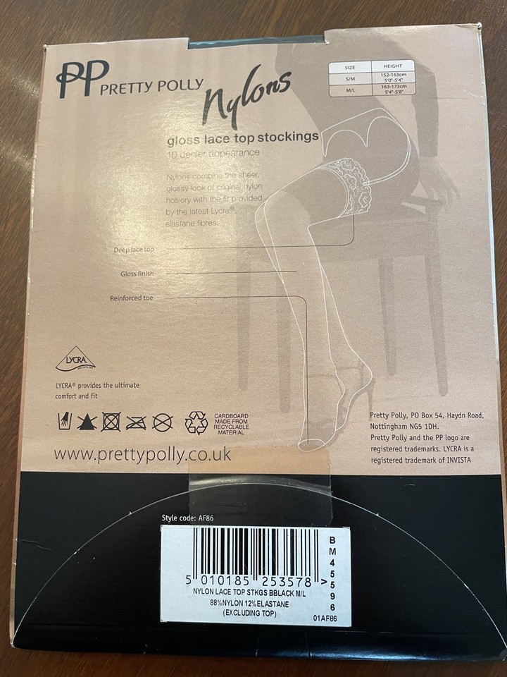 2 Pairs Pretty Polly Sheer Lace Top Stockings Medium/Large | eBay UK